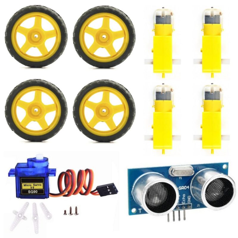 Dual Shaft BO Motor With BO Wheel (Yellow) - Vayuyaan