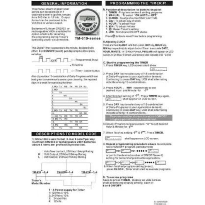 Frontier TM619H2 Digital Timer Programmable Time Switch - Vayuyaan